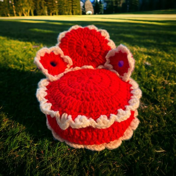 Toys | Vintage Handmade Crochet Doll Chair Red White Round Barbie ...